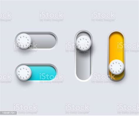 모바일 앱용 전원 버튼 현대적인 트렌디한 뉴모픽 디자인 사용자 인터페이스 스타일 디지털 화면에 대한 스톡 벡터 아트 및 기타 이미지 디지털 화면 미끄러짐 수평 구성