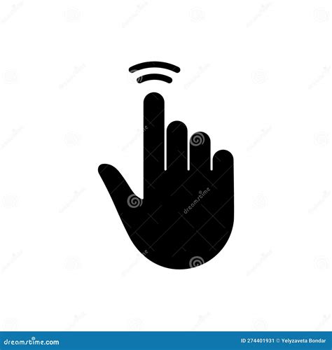 Double Tap Gesture Hand Cursor Of Computer Mouse Black Silhouette Icon Pointer Finger Glyph