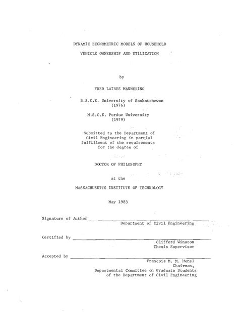 Pdf Dynamic Econometric Models Of Household Vehicle Ownership And