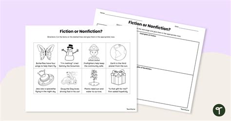 Fiction Or Nonfiction Cut And Paste Worksheet Teach Starter