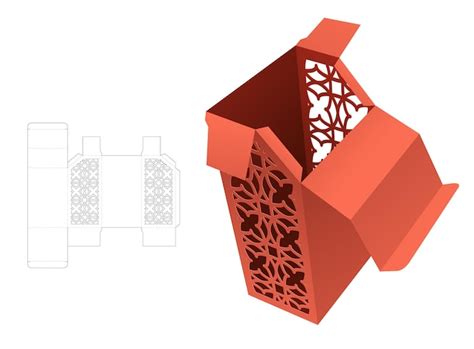 포장 상자 다이 컷 템플릿 및 3d 모형 프리미엄 벡터