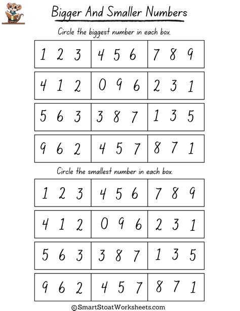 Comparing Larger And Smaller Numbers Worksheets For Preschool And First