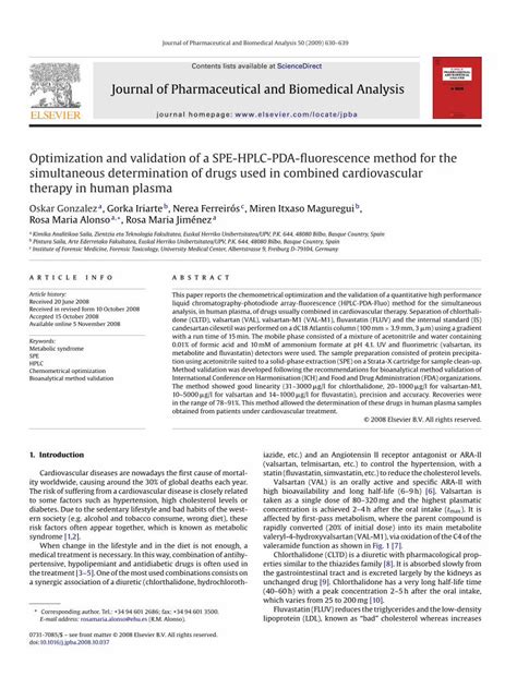 Pdf Optimization And Validation Of A Spe Hplc Pda Fluorescence Method