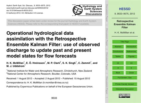 Pdf Operational Hydrological Data Assimilation With The Retrospective
