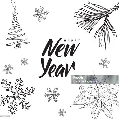 새 해 복 많이 쓰여진된 글자를 손으로 하 고 손으로 그린된 크리스마스 낙서 0명에 대한 스톡 벡터 아트 및 기타 이미지 0