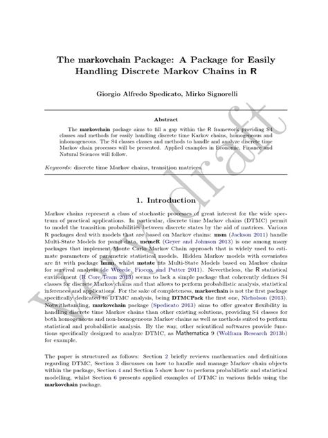 An Introduction To Markovchain Package Pdf Markov Chain Insurance