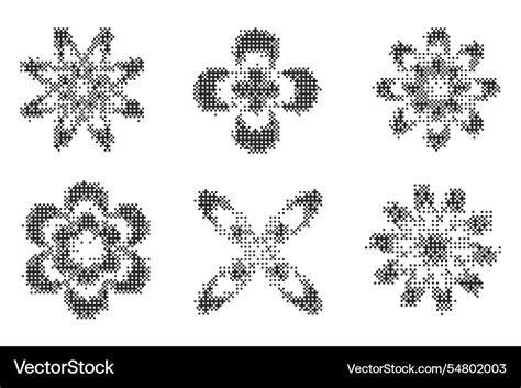 Pixel Pattern Shapes Textured Flower With Bitmap Vector Image