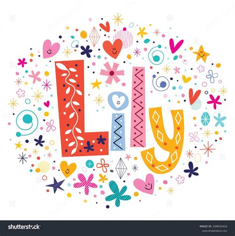 Lily Name Logo Logo With A Pink Lily And The Name Loy Stock Vector