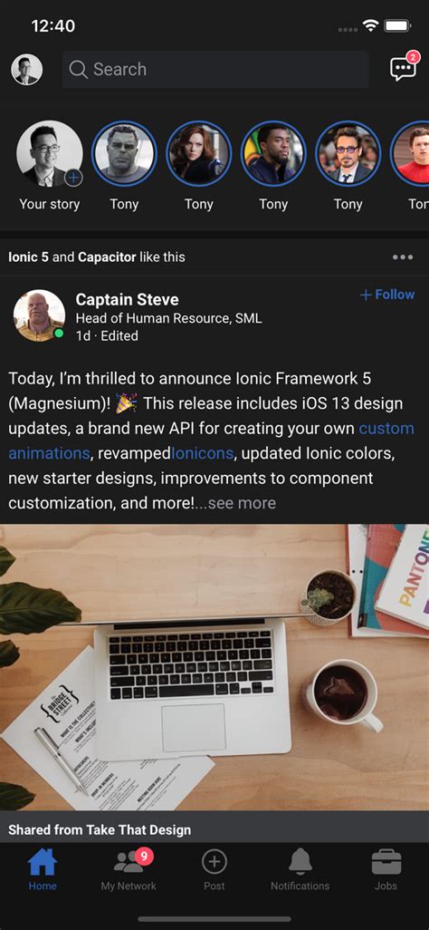Linkedin React 5 Take That Design