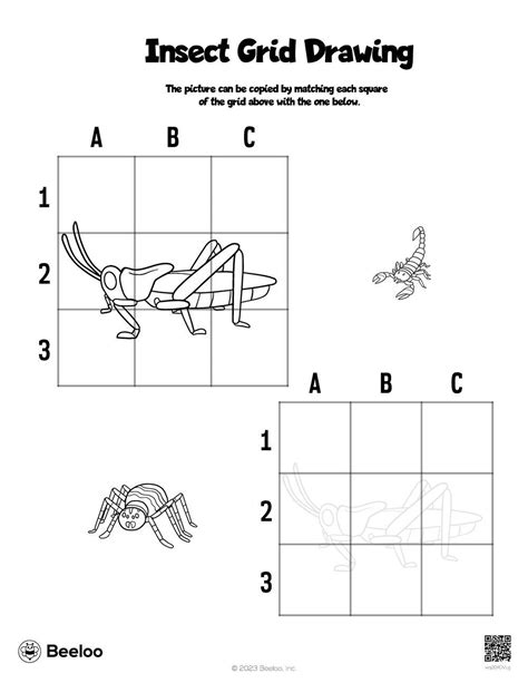 Insect Themed Grid Drawings • Beeloo Printable Crafts And Activities
