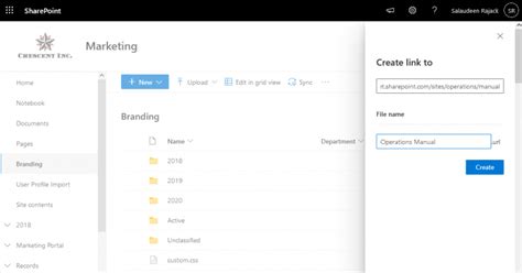 how to add a link to the sharepoint online document library