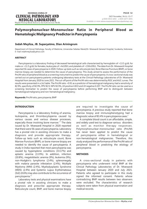 Pdf Polymorphonuclear Mononuclear Ratio In Peripheral Blood As