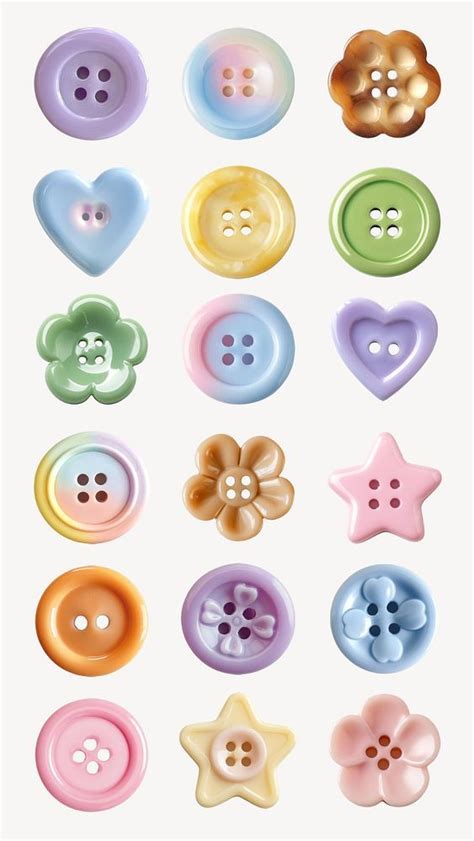 Editable Cute Clothes Button Design Element Set Premium Image By Techi In 2025