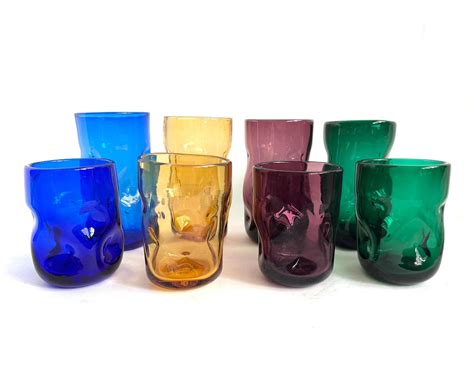 Blenko Dimple Glasses 418l And 418s Etsy