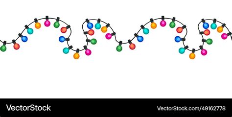 Christmas Lights Border Isolated On White Vector Image
