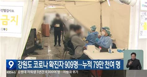 강원도 코로나19 확진자 909명…누적 79만 천여 명