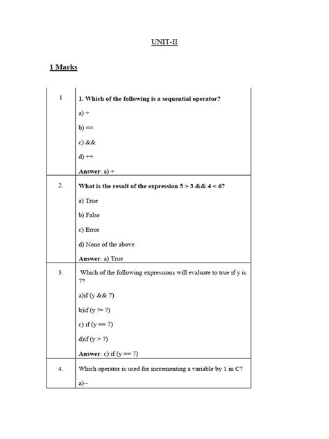 Unit 2 Questions Pdf Control Flow Computer Science