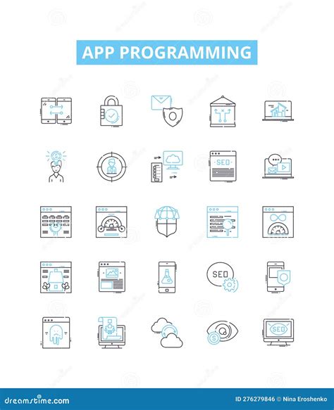 App Programming Vector Line Icons Set App Programming Coding Development Ios Android