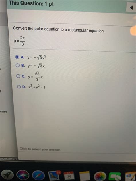 Solved This Question 1 Pt Convert The Polar Equation To A Chegg Com