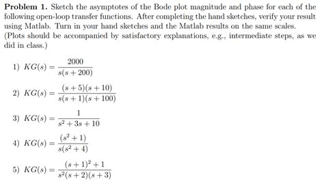 Solved Problem Sketch The Asymptotes Of The Bode Plot Chegg