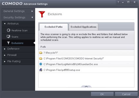 Exclude Files Applications To Scan Pc Antivirus Internet Security V62