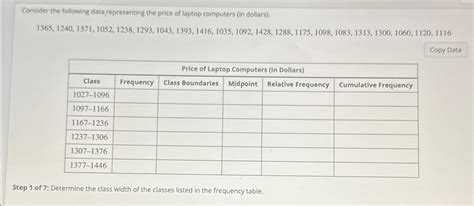 solved consider the following data representing the price of