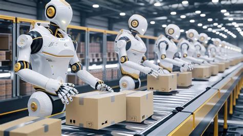 Robots Working On An Automated Assembly Line In A Factory Generated With Ai Stock Illustration