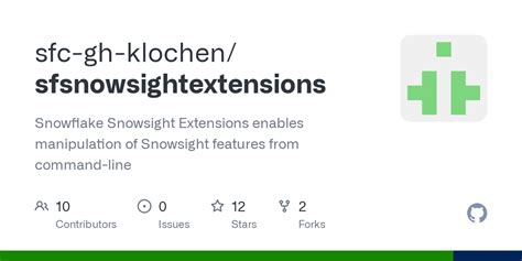 github sfc gh klochen sfsnowsightextensions snowflake snowsight