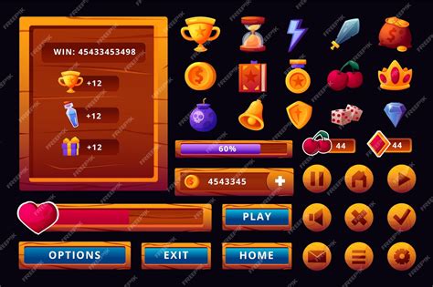 Premium Vector Gui App Elements Mobile Interface Fantasy Game Collection Metal Or Silver