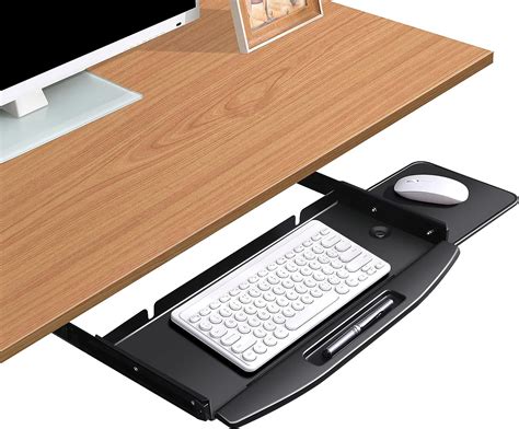 Under Desk Keyboard Tray With 360 Rotating Mouse Platform Sturdyand Easy Gliding 20in Pull Out