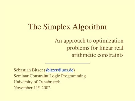 PPT The Simplex Algorithm PowerPoint Presentation Free Download ID