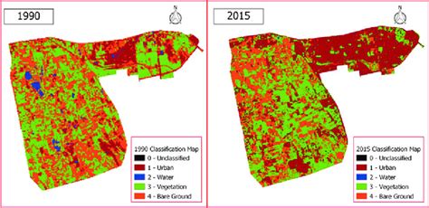 Map Showing Supervised Classification For Both The 1990 And 2015 Images