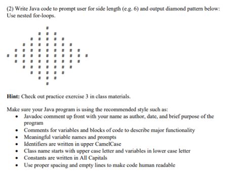 Solved 2 Write Java Code To Prompt User For Side Length Chegg Com