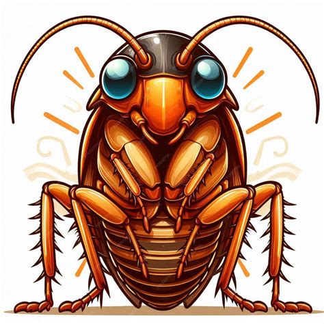 Cute Cockroach Vector Cartoon Illustration White Background Premium
