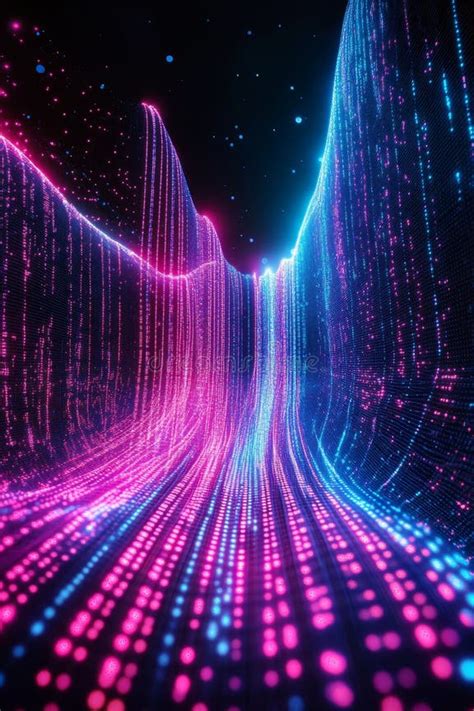 Futuristic Binary Code Waveform Abstract Digital 3d Rendering