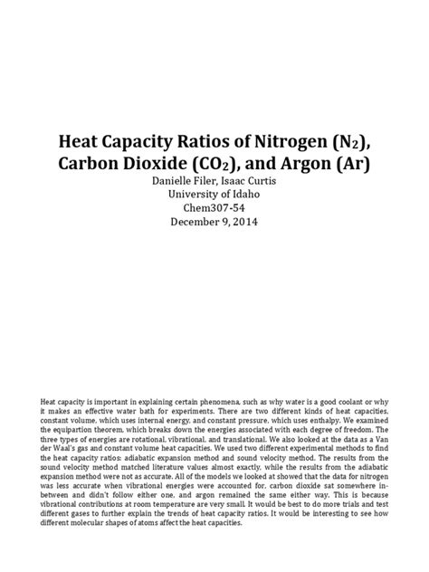 Pchem Lab 3 Hcr Pdf Gases Heat