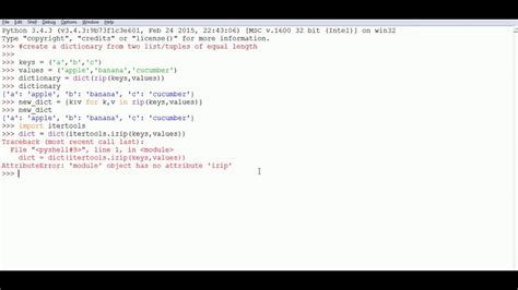 Creating Dictionary From Two Tupleslists Youtube