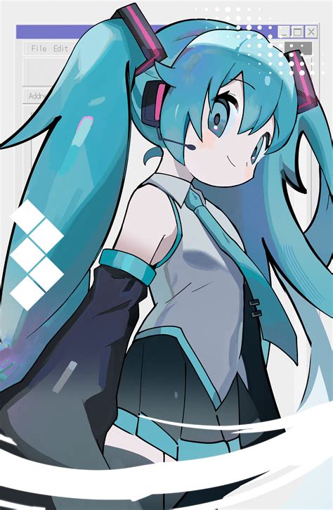 The Big Imageboard Tbib 1girl Absurdres Aqua Eyes Aqua Hair Aqua Necktie Bare Shoulders