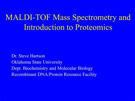 Ppt Maldi Tof Mass Spectrometry And Introduction To Proteomics Powerpoint Presentation Id 251554
