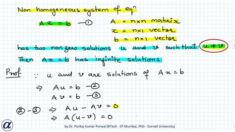 ax b has two distinct nonzero solutions youtube