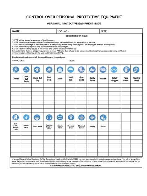 Ppe Issuing Register Pdf Personal Protective Equipment Labor Relations