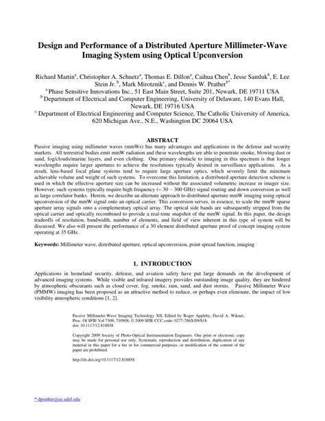 Pdf Design And Performance Of A Distributed Aperture Millimeter Wave Imaging System Using