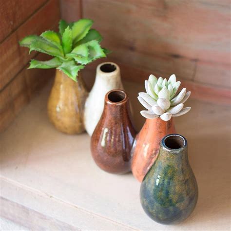 Ceramic Bud Vases ~ Earth Tone Set Of 13 Ceramic Vase Bud Vases