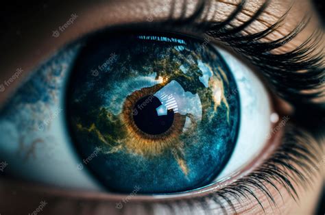 Premium Photo Female Eye Reflection Of Planet Earth In The Iris Of