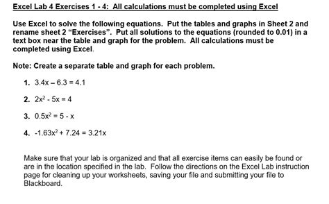 Solved Excel Lab 4 Exercises 1 4 All Calculations Must