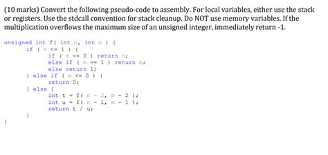 Solved Marks Convert The Following Pseudo Code To Chegg