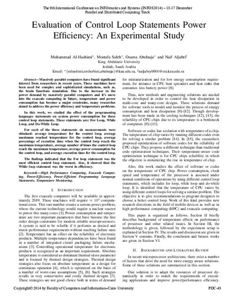 Pdf Evaluation Of Control Loop Statements Power Efficiency An