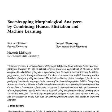 Bootstrapping Morphological Analyzers By Combining Human Elicitation And Machine Learning Acl