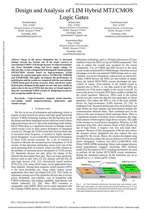Pdf Design And Analysis Of Lim Hybrid Mtjcmos Logic Gates