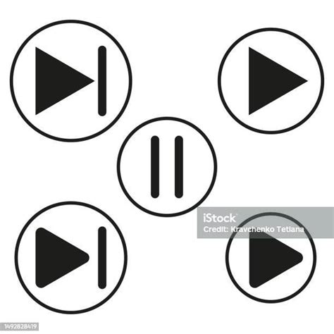 검은색 미디어 플레이어 버튼 모음입니다 벡터 그림입니다 놀기에 대한 스톡 벡터 아트 및 기타 이미지 놀기 누름 버튼 등 Istock